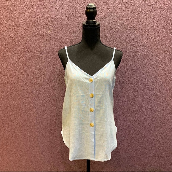 trend notes | Tops | Baby Blue Tank With Button Accents | Poshmark